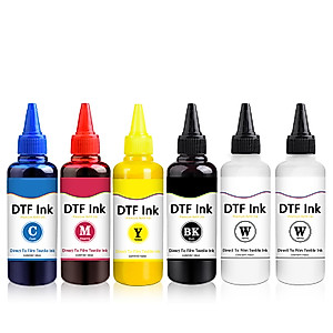 YOUEXPERT DTF Ink Premium Heat Transfer Ink Conversion Kit Refill for Epson L1800, R2400, L800, 1430, P400, P800, R2000, XP-15000 All DTF Printers, for DTF Film (CMYBK Wh, 6x100ml)