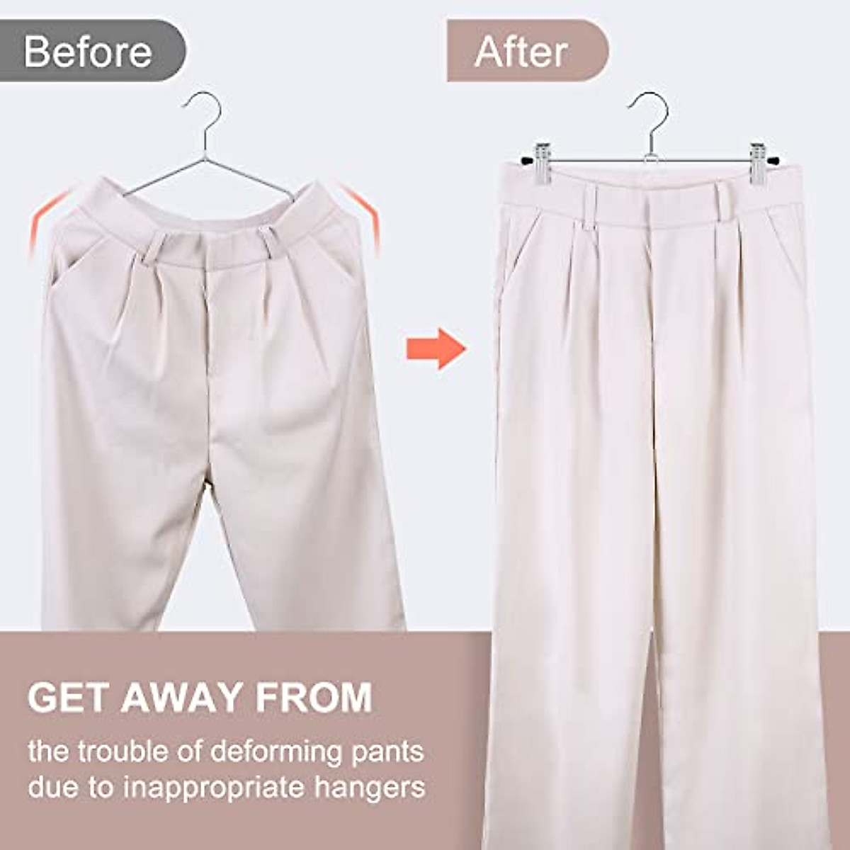 ESEOE Pants Hangers with Clips, Pants Hangers Space Saving, Non Slip Adjustable Clip Skirt Hangers, Metal Adult Kids Hangers for Closet Skirt Shorts Trouser Leggings (20 Pack)