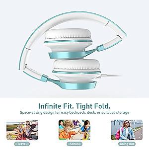 AILIHEN MS300 Wired Headphones with Microphone for Chromebook Laptop Computer Smartphone, 3.5mm Foldable Lightweight Headset for School Teen Girls Boys Teenager Online Zoom (Lime Green)