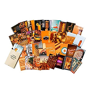 Orange Wall Collage Kit Aesthetic Pictures, Bedroom Decor for Teen Girls, Wall Collage Kit, Aesthetic Posters, Collage Kit for Wall Aesthetic, Wall Collage, Orange Wall Decor, Collage Kit