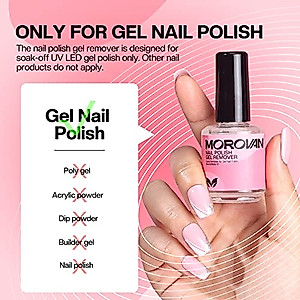 Morovan Gel Polish Remover Kit - Gel Nail Polish Remover Set with Latex Tape Peel Off Liquid with Cuticle Pusher Peeler Cuticle Oil Nail File Cleaner Quick & Easy No Need for Foil Soaking Or Wrapping