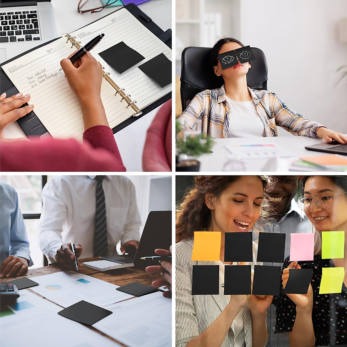 Black Sticky Notes and Gel Pens for Black Paper | 12 Metallic Pens for Black Paper, Including White Gel Pen, Gold and Silver | 3x3 Unique Sticky Notes 500ct | Gel Pens and Black Sticky Notes