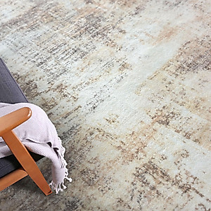 IOHOUZE Small Abstract Area Rug 2x3 Ft Entryway Rug Washable Door Mat Indoor Entrance, Non Slip Throw Rug, Printed Faux Wool Front Door Rug for Foyer Kitchen, Beige Brown