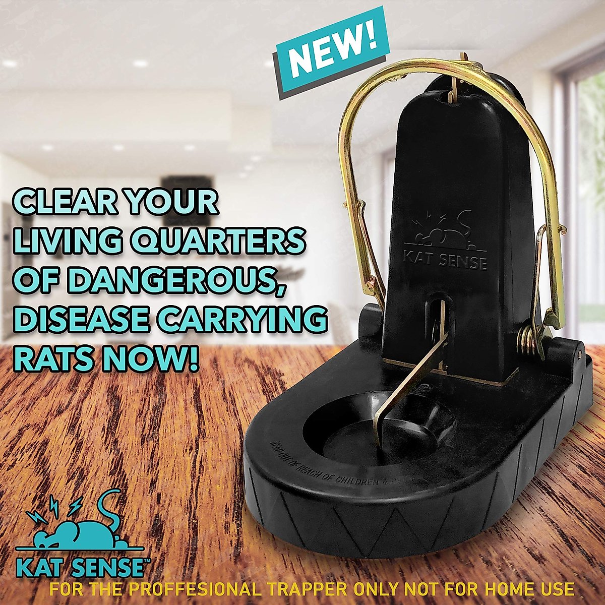 Kat Sense XXL Large Rat Traps, Not All Rodent Traps are Created Equal & This Heavy-Duty Spring Trap Will Prove It - Reusable Pest Control Trap for Rats, Squirrels, and Chipmunks 2 Pack