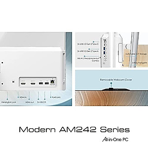 MSI Modern AM242TP AIO Desktop, 23.8" FHD Touchscreen, Intel Core i7-1165G7, 16GB Memory, 512GB SSD, WiFi 6, BT 5.1, FHD Webcam, White, Windows 10 Home (11M-487US)