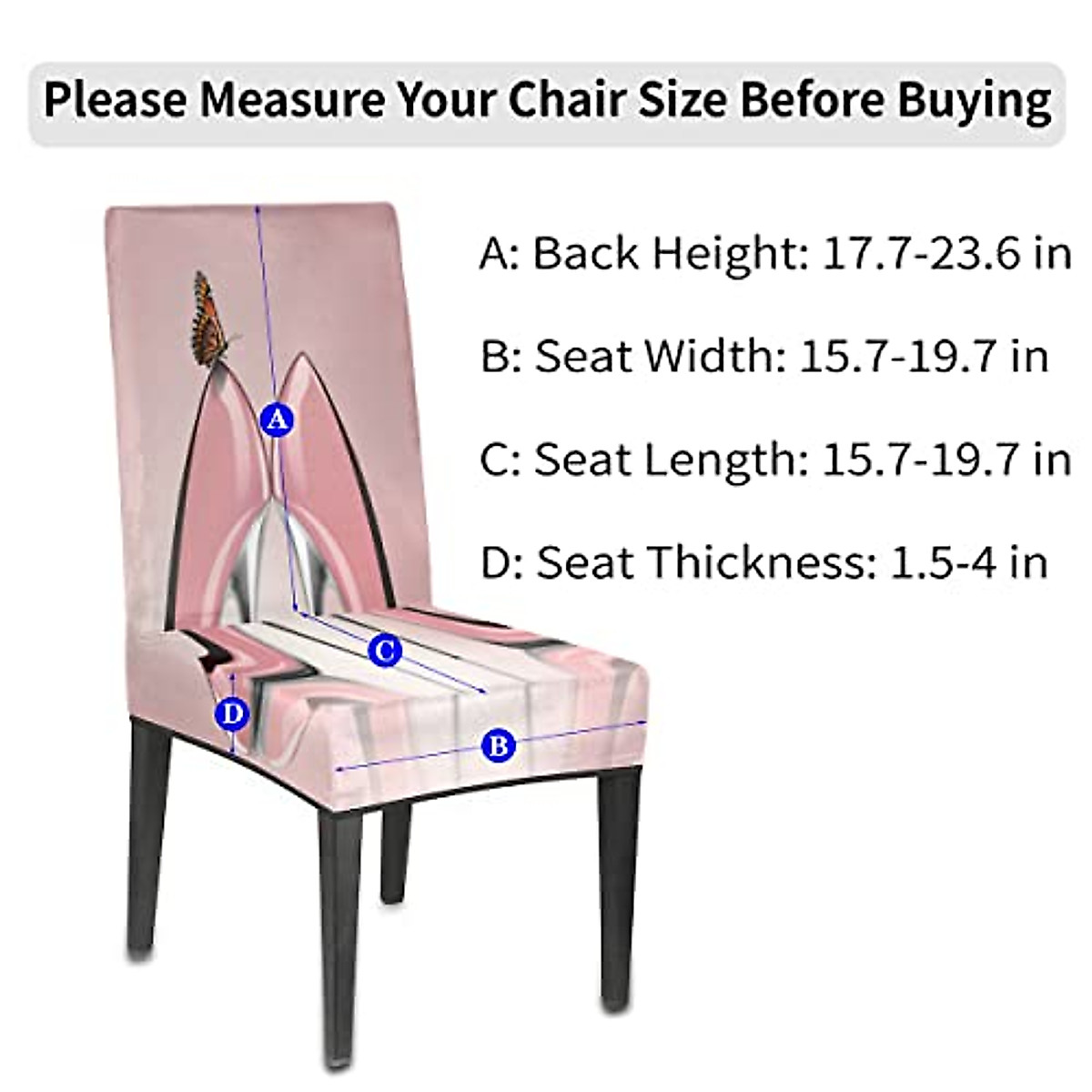 High Heel Chair Covers for Dining Room Set of 4 Color High Heel Butterfly Stretchable Washable Removable Kitchen Chair Slipcovers Protector for Dining Room Hotel Ceremony Party Wedding