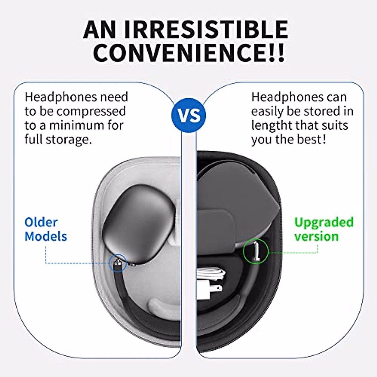 Smart Case for Apple AirPods Max Supports Sleep Mode, Hard Organizer Portable Carry Travel Cover Storage Bag (Black)