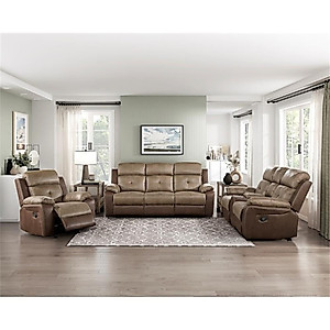 Lexicon Glendale Polished Microfiber Glider Manual Reclining Chair in Brown