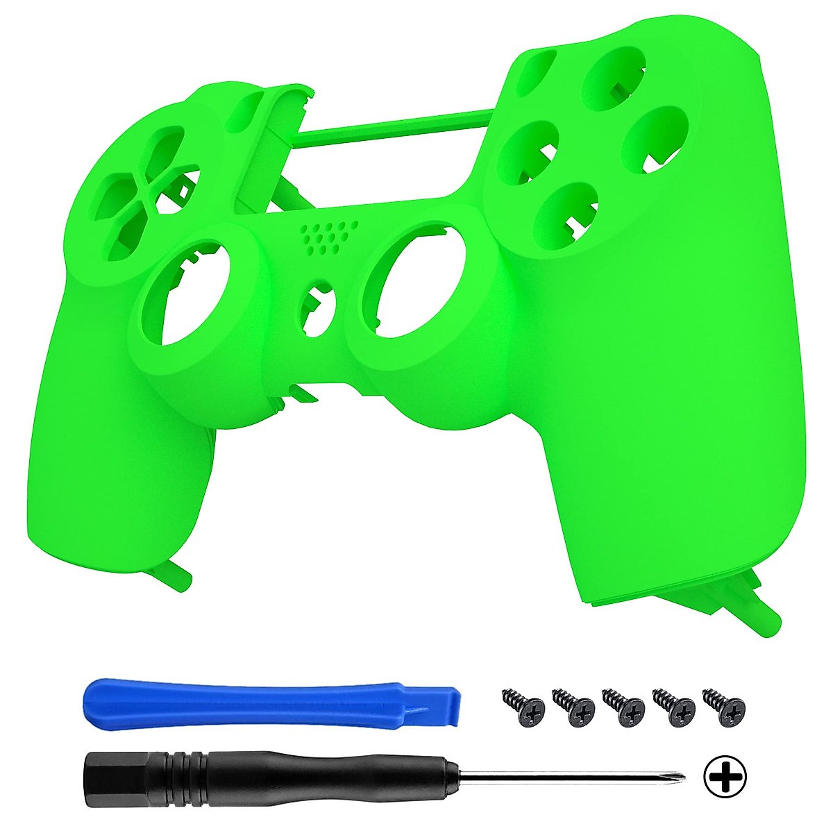 eXtremeRate Neon Green Soft Touch Custom Faceplate Shell Compatible with ps4 Slim Pro Controller CUH-ZCT2 JDM-040/050/055 - Controller NOT Included