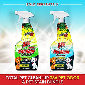 386 Professional Strength Pet Odor Eliminator for Home – Premium Odor Neutralizer for All Surfaces - Multipurpose Urine Remover for Dogs and Cats – Unscented, Long-Lasting No Enzyme Formula