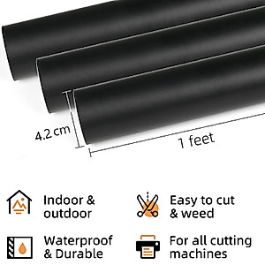 Prime Vinyl Matte Black Permanent Vinyl Roll, 12" x 10 Ft Matte Black Vinyl for Cricut- Self Adhesive Vinyl for Silhouette Cameo, Decor Sticker, Cutting Machine, Home Decal