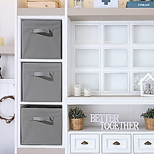 Sorbus Foldable Storage Cubes - 6 Fabric Baskets for Organizing Pantry, Closet, Shelf, Nursery, Playroom, Toy Box, Cubby - 11 Inch Dual Handle Collapsible Closet Organizers and Storage Bins (Grey)