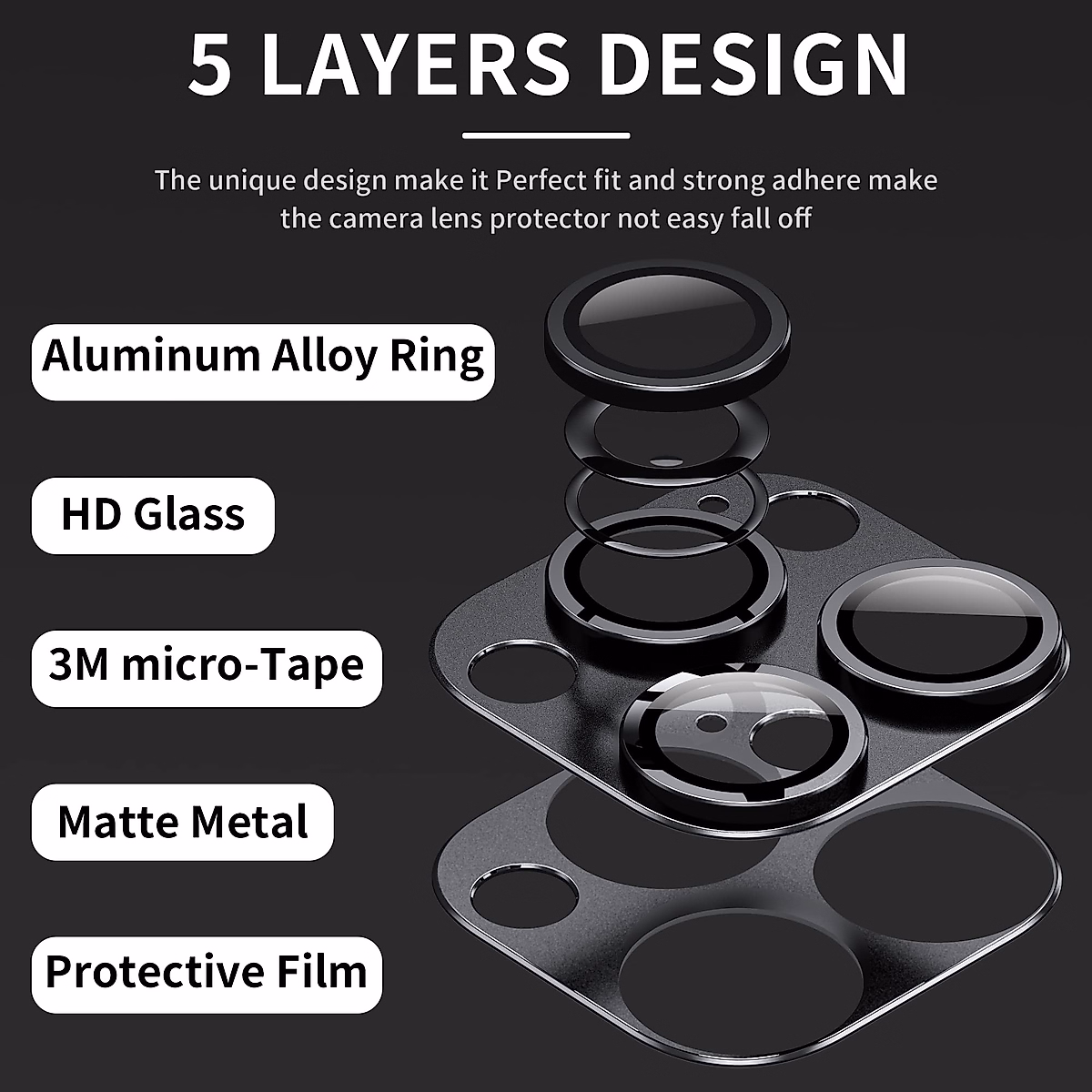 Mansoorr Camera Lens Protector for iPhone 14 Pro/iPhone 14 Pro Max, Alloy Metal Camera Cover with Tempered Glass Screen Protector Accessories,Black 2 Pack