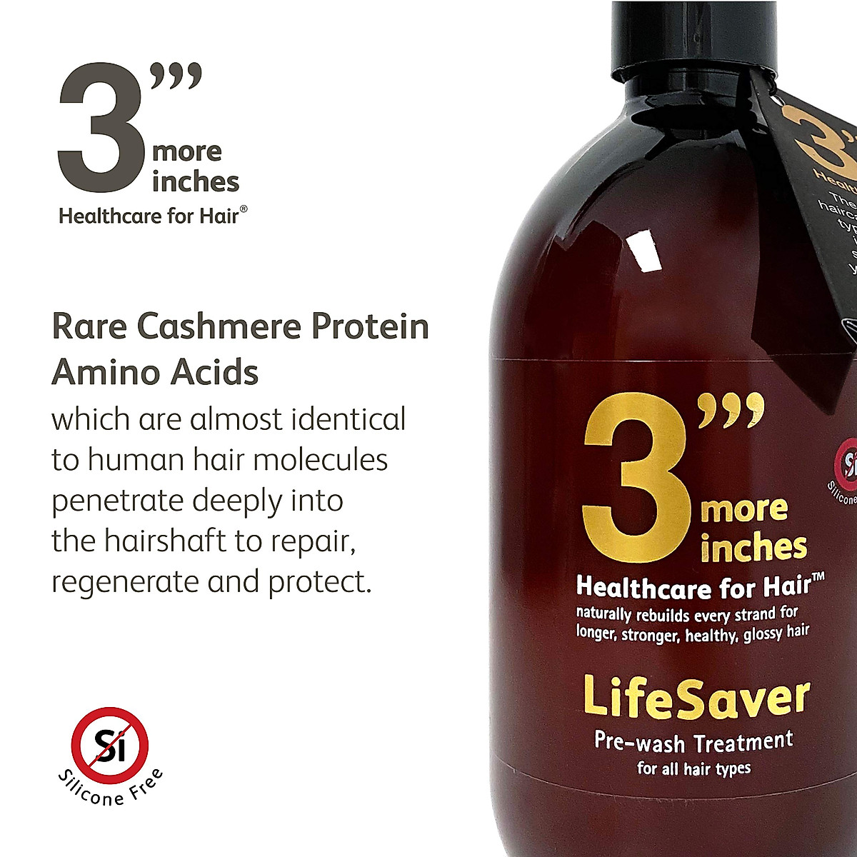 3'''More Inches Lifesaver Prewash Treatment - Travel Size, 100ml -Hair Repair Pre-Shampoo -Broken Bond Restore Treatment -Sulphate & Silicone Free, No Added Fragrance -Hair Care by Michael Van Clarke