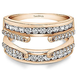 TwoBirch 1.01 Ct. Combination Cathedral and Classic Ring Guard in Rose Gold Plated Sterling Silver with Cubic Zirconia (Size 7)