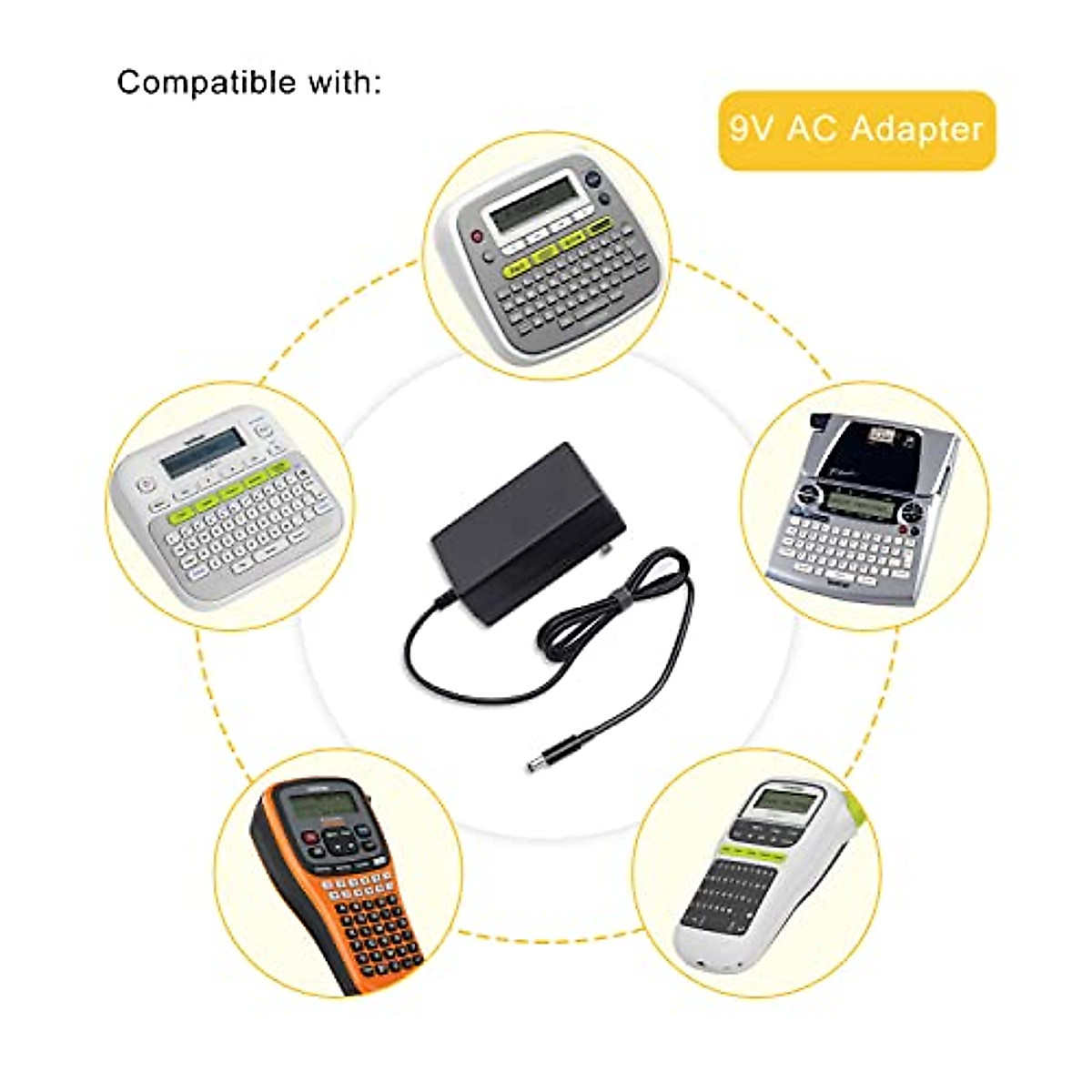 9V AC DC Adapter for Brother P-Touch PT-D210 PT-D200 PT-12 PTH110 Label Maker Replacement AD-24 AD-24ES Charger Power Supply Cord Wall Plug Adapter (6ft Cable)