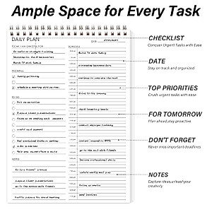 24 Hour Daily Planner - Daily To Do List for Work & Personal Life, Productivity Planner, Everyday Planner, Daily Schedule, 6.5 x 9.8