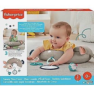 Fisher-Price Baby Shower Gift Tummy Time Fawn Wedge With 3 Sensory Baby Toys For Newborns