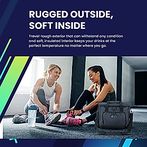 Insulated Cooler Bag - Soft Cooler Bag with Removable Dividers and Leakproof Stitching Fits up to 4 Large Tumbler Bottles - Rugged Cooler Tote Bag for Healthy Nutrition On-The-Go - Shaker Case