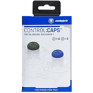 Snakebyte Control: Caps - 8x Thumb Grips for PlayStation 4 Controller/Gamer Pad (4x Black/ 4x Blue)