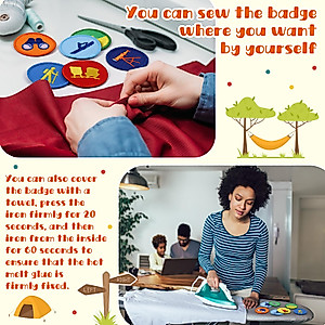 Landical 70 Pcs Round Scout Badge Iron on Embroidery Patches Sew on Patches for DIY Party Decorations