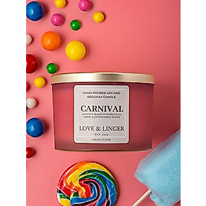 Grape Candle | Bubble Gum Candle | Cotton Candy Candle | Fun Candles | Luxury Soy & Beeswax Candles for Home | 16 oz. Large Jar 3 Wick Candle | Cool Candles