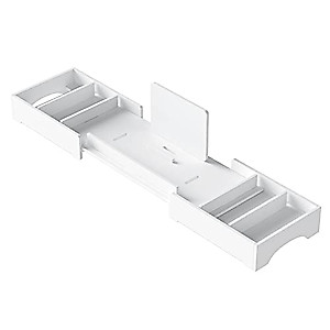 WINFFOR Acrylic Bathtub Tray, Expandable Bathtub Caddy, 1 or 2 Person Bath Tray, Luxury Bath Caddy Adjustable Bath Tub Table Caddy (White)