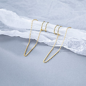 SLUYNZ 925 Sterling Silver Cuff Earrings Threader Chain for Women Crawler Earrings Wrap Earrings (Gold Plated)