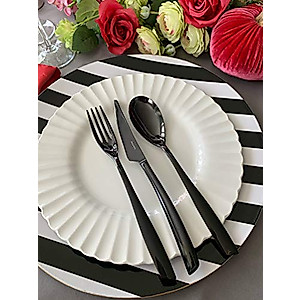 Bugatti Italy Riviera Black 5 Piece Place Setting flatware set cutlery silverware dinnerware (Black shiny)
