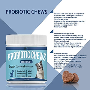 Probiotics & Enzymes Chews with Papaya | Pumpkin | Krill oi for Dogs & Cats Gut Health | No Poop Odor | Constipation | Diarrhea | Relieve Anal Gland Relief | Digestive | Immune - Vet Approved