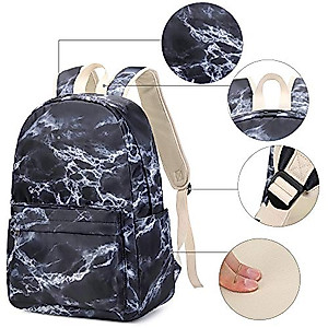 Bluboon School Backpack Teens Girls Boys Kids School Bags Bookbag with Lunch bag pencil pouch (Black)