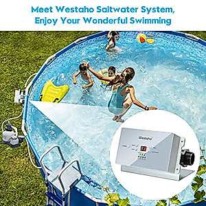 Saltwater Pool System, Westaho Salt Chlorine Generator for Above Ground Pools Up to 15,000 Gallons, Keeps Pool Water Clean, IP 66 Waterproof