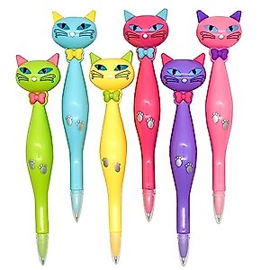 Lopenle 6PCS Cool Cat Ballpoint Pens Pretty Cartoon Cat Pens Novelty Animal Pens With 6 Pieces Refills Black Ink For Kids School Office Birthday Party…