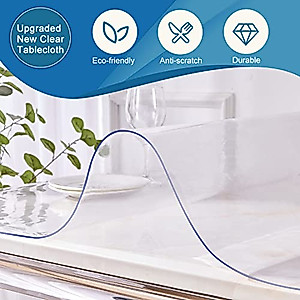 Bobetter Crystal Clear Vinyl Table Cover Protector Plastic Desk Pad Mat Waterproof Vinyl Table Top Protector Rectangle Table Pad Mat for Dining Coffee Patio Bar Beside Table 18x42" Floor Feeding Mat