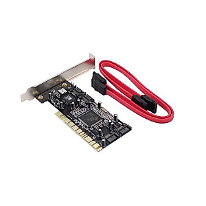 XtremeAmazing 4 Ports PCI SATA Raid Controller Internal Expansion Card Adapter, PCI to SATA Adapter Converter with 2 Sata Cables for Desktop PC HDD SSD