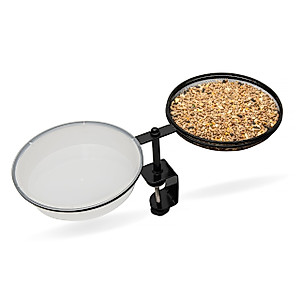 Bird Feeders for Outdoors - Forest & Twelfth Platform Bird Feeder Stand, Weather Proof Bird Water Feeder for Balcony Railing, 360° Rotation Standing Bird Feeder with Seed & Water Trays and Feed Scoop