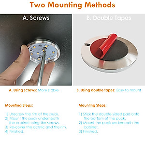 Lvyinyin Kitchen Underneath Cabinet LED Puck Light, Hutch Backsplash Back Lighting, 110V Plug in & Hardwired, Wireless RF Remote Control Dimmable, Linkable, White Wires, Warm White 2700K, 6 Lights