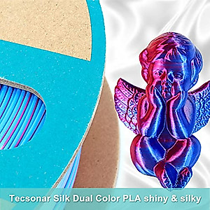 TECSONAR Silk Dual Color PLA Filament Coextrusion Filament Multicolor 3D Printer Filament 1kg Dichromatic Filament 1.75mm (± 0.03 mm) Compatible w/Most of 3D Printer, Silk Blue Rose Red