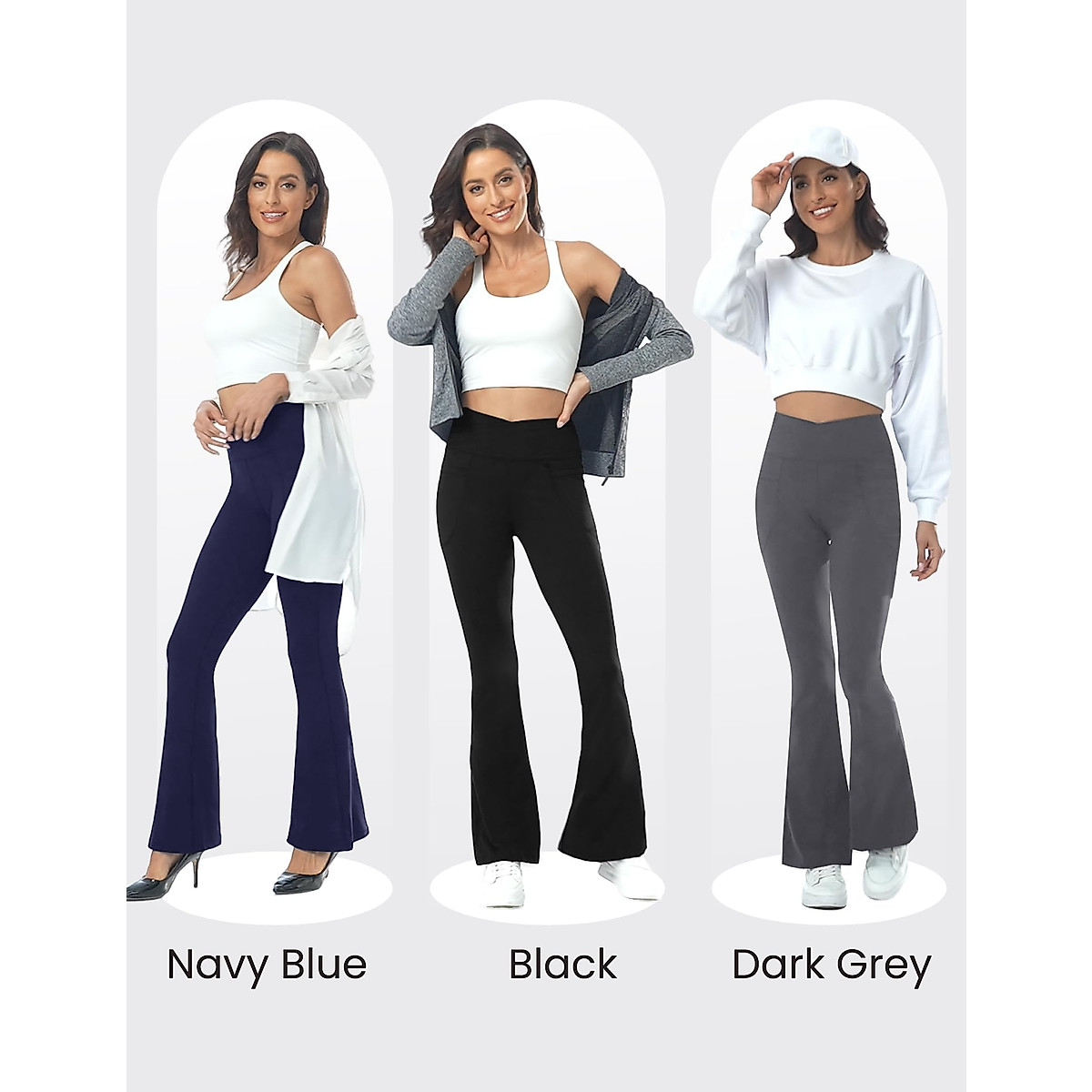 ZOOSIXX Black Flare Yoga Pants for Women, Crossover Soft Bootcut Leggings