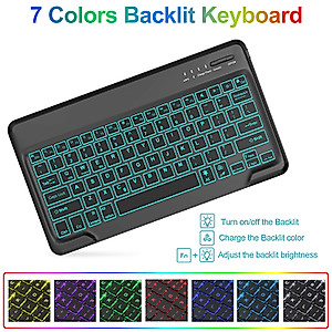 iPad Air 13 inch Case with Keyboard (M2, 2024), Detachable Bluetooth Keyboard| 7 Colors Backlit| Auto Sleep/Wake, Slim Folio Cover with Pen Holder for iPad 12.9” 6th 2022/5th 2021/4th 2020/3rd 2018