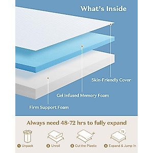 BedStory Firm Mattress Topper Queen XL, 2 Inch Foam Bed Topper High Density