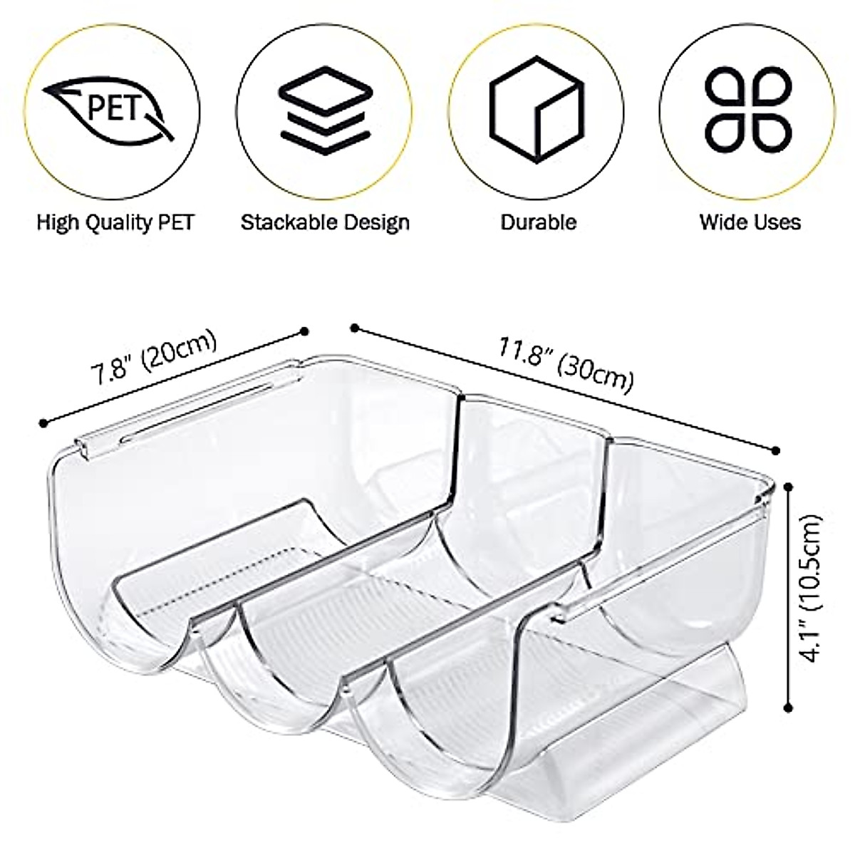 Lunmore Red Wine Organizer, Plastic Stackable Wine Bottle Holders, Wine and Drink Organizer Shelf for Kitchen Countertop, Cabinet, Fridge, Transparent - Holds 3 Bottles - 2 Pack