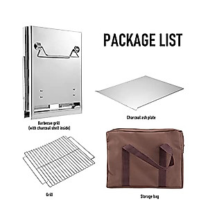 MengK Wood Stove Stainless Steel Foldable Mini Charcoal Grill Lightweight Barbecue Grill for Camping Garden Outdoor Picnic