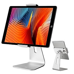 Viozon iPad Pro Stand, Tablet Stands 360° Rotatable Aluminum Alloy Desktop Mount Stand Compatible with 7-13inch iPad Pro iPadAir iPad Mini Surface and Surface Pro (Silver General)