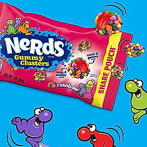 Nerds Gummy Clusters Candy, Rainbow, 3 Ounce Pouches (Pack of 12)