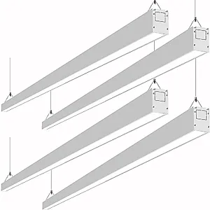 hykolity 8FT Linkable LED Linear Light, 80W 9200lm 3000K/4000K/5000K CCT Selectable, 0-10V Dimmable Architectural LED Suspension Office Lighting Fixture for Market, Garage, ETL,4 Pack - Silver