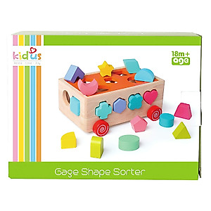 kidus Wooden Shape Sorter Toys for Toddlers 1-3 Years Old, Montessori Early Learning Toy Set for Toddlers, Fine Motor Skills, Eyes Hands Cooperation Great Gift for Preschool Baby Girls & Boys