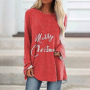 Womens Long Sleeve Lapel V Neck Business Casual Flowy Sweatershirts Tunic Tops Womens Long Sleeve Tops for Winter Red