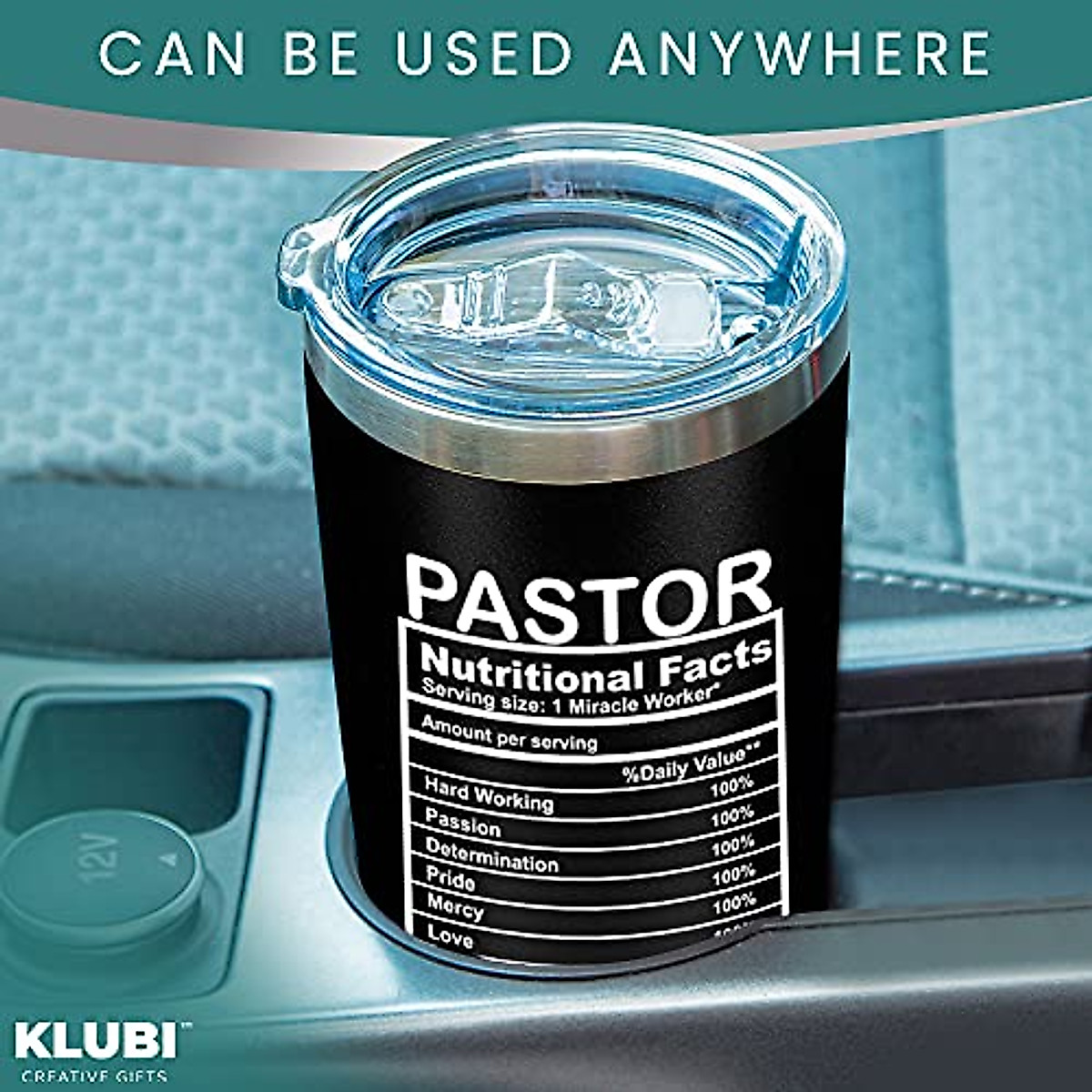 KLUBI Pastor Gifts for Men Women- 20oz Travel Coffee Mug - Funny Gift Idea for Appreciation, Women, Birthday, Basket, Anniversary, Best