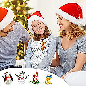 30 PCS Christmas Gem Diamond Art Painting Stickers Kits for Kids,5D DIY Diamond Mosaic Stickers by Numbers Crafts Set for Children, Boys and Girls,Creative Handmade Art Craft Gift